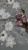 China Sequin Embroidered Fabric Medium Durability Rose Floral Pattern 98%P 5%SP 100%Pet for sale