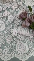 China 100% Poly Off White Cashew High Quality Chemical Embroidered Lace Fabric For Women Clothing for sale