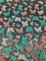 China Colorful Butterfly High quality Soft Sequin Embroidered Fabric Patttern Piece Dye Mesh Ground For Fashion  Dress for sale