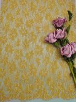 China Floral Pattern Golden Metallic Lace Fabric for sale