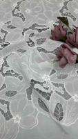 China White Cotton Laser Out  Floral Embroidered Cotton Corded Lace Fabric By The Yard For Fashion Women Dress for sale