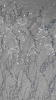 China 45 Inch High Quality Blue Color Floral 3D Sequin Tassels Embroidery Lace DressFabric For Women Fashion Dress for sale