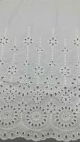 China White 100% Cotton Laser Out  Floral Embroidered Cotton Fabric By The Yard For Fashion Women Dress for sale