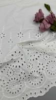 China White 100% Cotton Laser Out  Floral Embroidered Cotton Fabric By The Yard For Fashion Women Dress for sale