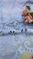 China Laser Cut Embroidery Fabric Light Blue for sale