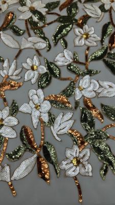 China Delicate Floral Mesh Sequin Embroidered Fabric  For Home  Decoration Lady garment for sale