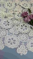 China 100% Cotton Ivory Floral Elegant Design Soft-Handfeel Embroidered Lace Fabric Full Width For Fashion Clothing for sale