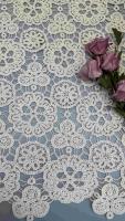 China 100% Cotton Ivory Floral Elegant Design Soft-Handfeel Embroidered Lace Fabric Full Width For Fashion Clothing for sale