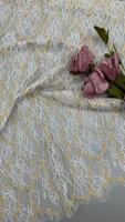 China Spring And Summer Season French Chantilly Two-Tone Color Thread Lace With Floral Design With Eyelash Scallop Lightweight For Fashion Dress for sale