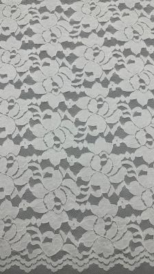 China 55 Inch Width Nylon Spandex White Color Stretch Floral Design Elastic Lace Fabric With Scallop For Fashion Women Dressing for sale