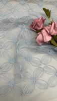 China 100% Nylon Full Width Light Blue Color Tulle Mesh Embroidery Fabric Sustainable for sale