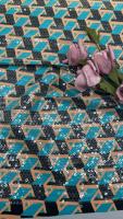 China Vibrant Printed Sequin Embroidery With Geometric Patterns Clear Sequin Ground Full Width for sale