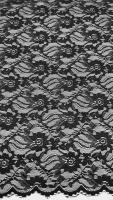 China Full Width Stretch Lace Fabric In Black Elegant Floral Patterns And Scalloped Edges For Fashion Women Dress for sale