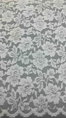 China Full Width Stretch Lace Fabric In White, Adorned With Delicate Floral Patterns And Scalloped Edges Luxuriously for sale