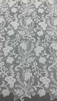 China Full Width Chemical Embroidery Fabric In White Floral Patterns Corded Textures For Fashion Women Clothing for sale