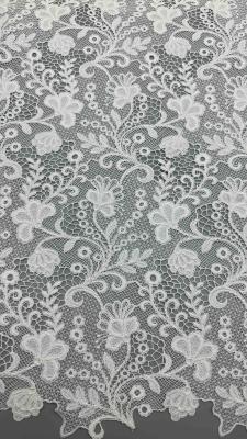 China Full Width Chemical Embroidery Fabric In White Floral Patterns Corded Textures For Fashion Women Clothing for sale