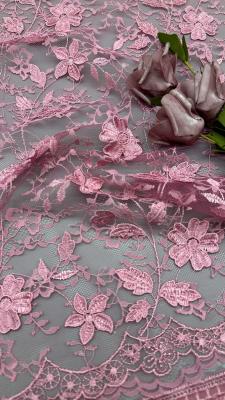 China Leafy Flower Sequin Embroidery Lace Fabric For Wedding Garment for sale