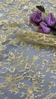 China Yellow Durable and Elegant Embroidery Luxary Flower Embroidery Fabric Lace Fabric Wedding Birthday Occasions for sale