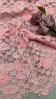 China Leafy Pink Plaid Embroidery Durable And Elegant Luxary Knit Embroidery Fabric Lace Fabric Wedding Birthday Occasions Sequin Plaid Beaded Fabric for sale