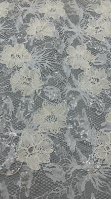 China White Luxury Sequin Embroidery Durable And Elegant Luxary Knit Flower Embroidery Fabric Lace Fabric Wedding Birthday Occasions Sequin Plaid Beaded Fabric for sale