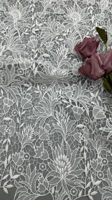 China Laser Lace White Luxury Embroidery Elegant Luxary knit Flower Embroidery Fabric Lace Fabric Wedding Birthday Occasions Hight Quality For Ladies Fabric for sale