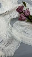 China Luxary White Pleated Fabric Durable and Elegant Luxary Pleated Embroidery Fabric  Wedding Birthday Occasions Hight Quality for sale