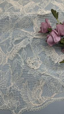China Sustainable Sequin Leafy Embroiderey Fabric Beaded Durable And Elegant for sale