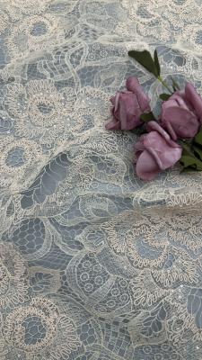 China Leafy Sequin Embroidery Lace Fabric Fabric Durable and Elegant Embroidery Lace Fabric Wedding Party Occasions Embroidery Fabric for sale