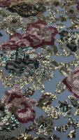 China Leafy Sequin Embroidery Fabric Durable And Elegant Colorful Sequin Embroidery Lace for sale