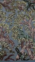 China Leafy Sequin Embroidery Lace  Fabric Durable and Elegant Luxary  Fabric Wedding Party Occasions Sequin Embroidery Fabric for sale