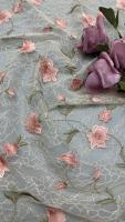 China Leafy Embroidery Lace Fabric Floral Elegent 100% Cotton For Dress for sale