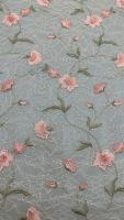 China Leafy Embroidery Lace Fabric Floral Elegent 100% Cotton For Dress for sale