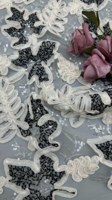 China 100% Polyester Sequin Embroidered Fabric Breathe And Elegent Wedding Party Sequin Fabric for sale