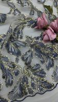 China Metallic Lace Fabric High Quality Elegent Wedding 60 Yards Embroidery Fabric for sale