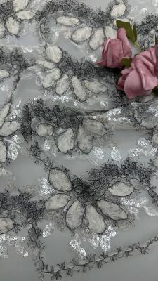 China 100% Polyester Sequin Metallic Lace Fabric Luxury Breathe And Elegent Sequin Fabric for sale