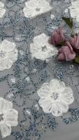 China Corded Sequin Lace Elegent Wedding Embroidery Fabric for Wedding Gowns for sale