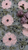 China Leafy Corded Lace Fabric Sequin Embroidered High Quality Lace Elegent Embroidery Fabric for sale