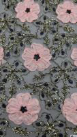 China Leafy Corded Lace Fabric Sequin Embroidered High Quality Lace Elegent Embroidery Fabric for sale