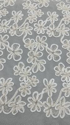 China Luxury Corded Embroidered Lace Fabric Leafy Embroidery Fabric for sale