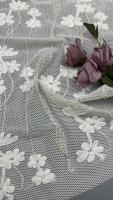 China Customized Corded Embroidered Lace Fabric Elegent Leafy Embroidery Fabric for sale