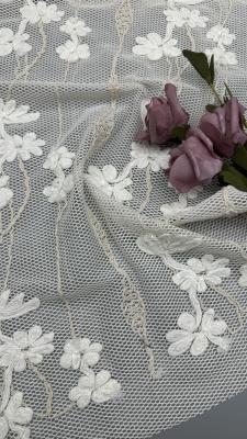 China Customized Corded Embroidered Lace Fabric Elegent Leafy Embroidery Fabric for sale
