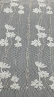 China Customized Corded Embroidered Lace Fabric Elegent Leafy Embroidery Fabric for sale