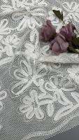 China 100% Cotton Leafy Corded Lace Fabric Embroidered Lace Fabric Elegent for Clothes for sale