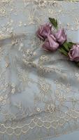 China Wedding Party Essential Leafy Embroidery Lace Fabric Elegent Embroidered Fabric for sale