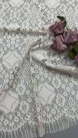 China Leafy Embroidery Lace Fabric Elegent White  For Fashion Show Dress for sale