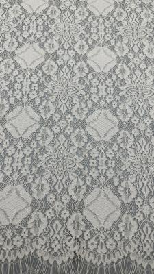 China Leafy Embroidery Lace Fabric Elegent White  For Fashion Show Dress for sale