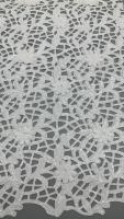 China Crochet Lace Fabric White Sequin Embroidered Lace Fabric Leafy Luxury Occasion Wedding Fabric for sale