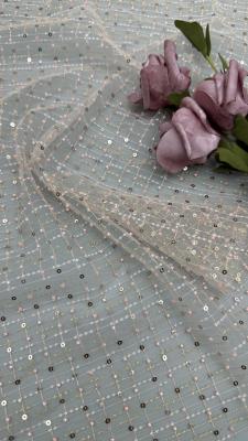 China Seuqin Embroidery Fabric Lusiate Sequin Embroidered Lace Fabric Leafy Luxury Occasion Wedding Fabric for sale