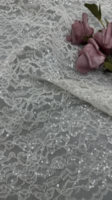 China 100% Polyester Embroidery Lusiate Sequin Lace Fabric Leafy Luxury Occasion Evening Fabric for sale