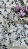China Embroidery Evening Embroidered Lace Fabric Leafy Luxury Occasion Wedding Fabric for sale